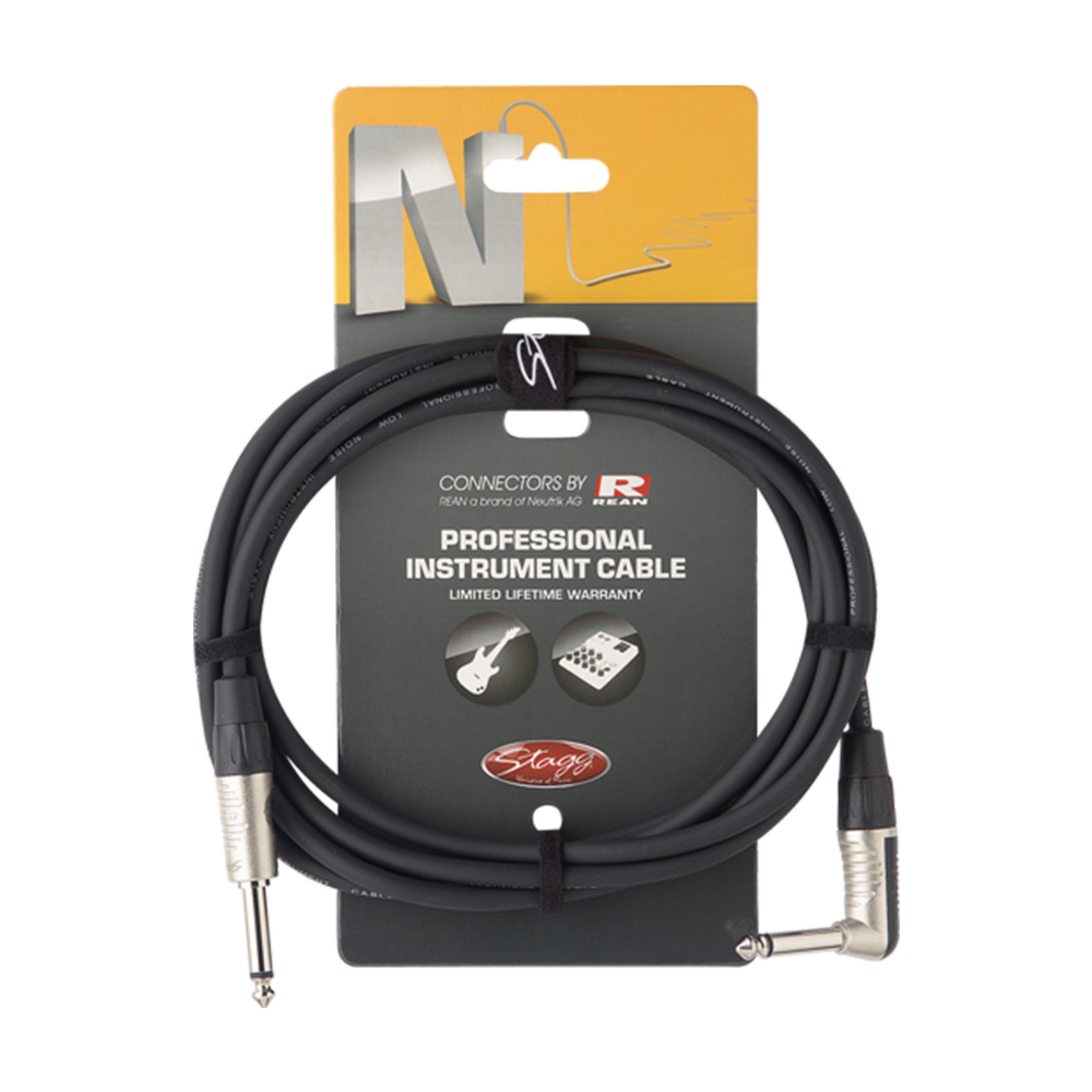 NGC6PLR Professional guitar lead 6 Metres, 1 x Right angle Rean plugs ...